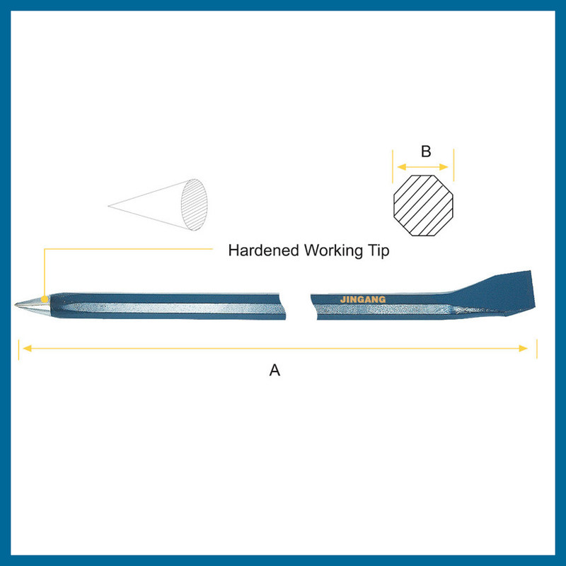 Crowbar OCTAGONAL shank, chisel point pencil point, high quality crow ...