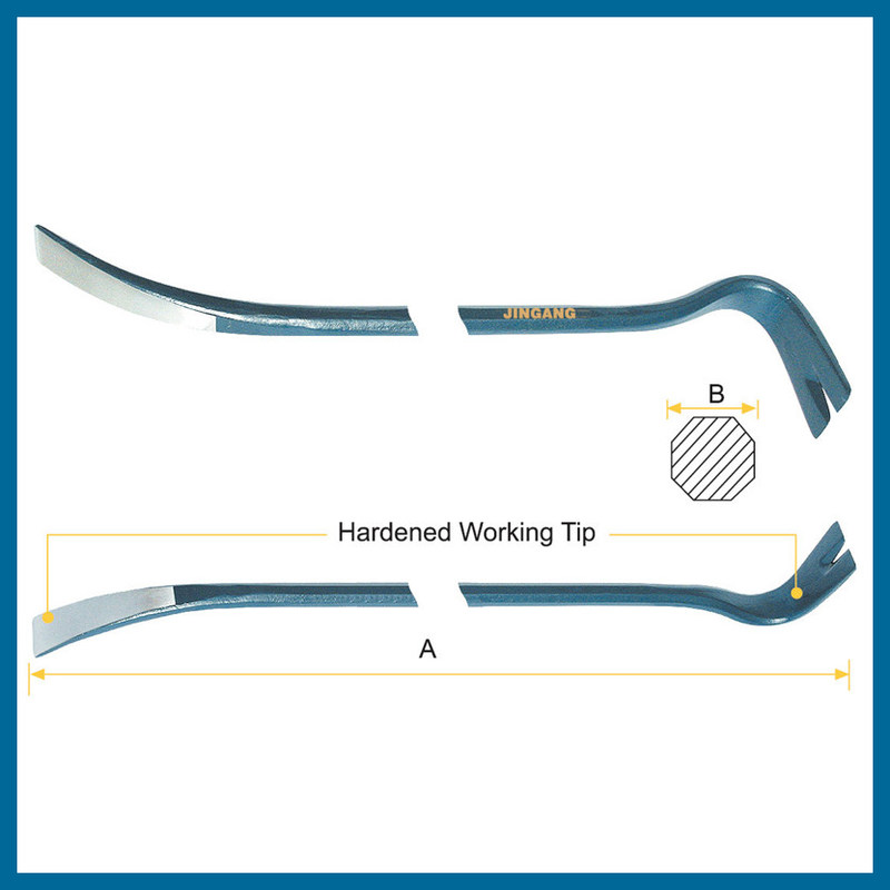 W03 WRECKING-BAR pry bar-OCTAGONAL shank, claw and chisel point,