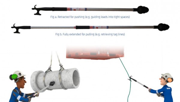 cargo tag line push pull pole sticks, container tag line push pole safety tools for lifting